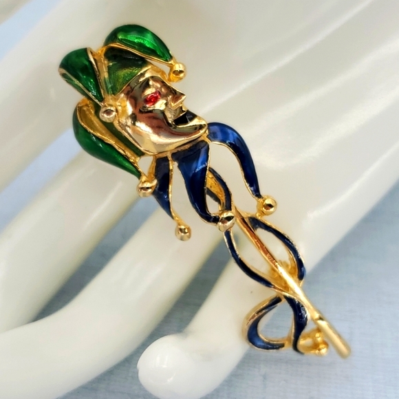 Unsigned | Jewelry | Greenbluegold Jester Brooch | Poshmark